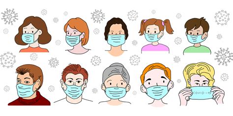 Gambar Vektor Orang Pakai Masker Png Animasi Masker W