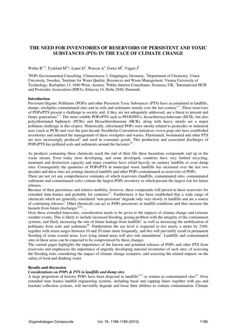 Pdf The Need For Inventories Of Reservoirs Of Persistent And Toxic Substances Pts In The