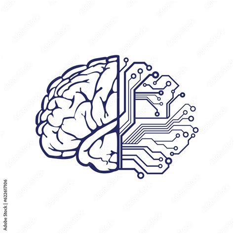 Artificial Intelligence Cyber Brain Ai Concept Science Icon Vector Illustration Dark Blue