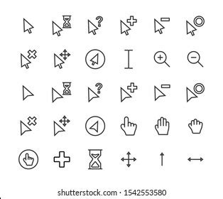 Cursor Outline Icon Set Vector Illustration Stock Vector Royalty Free Shutterstock