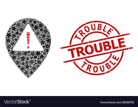 Warning Map Pointer Star Mosaic And Trouble Vector Image