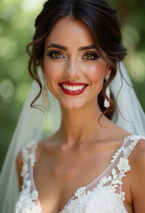 Stunning Wedding Makeup Red Lips Brides Thecharmingbride Com