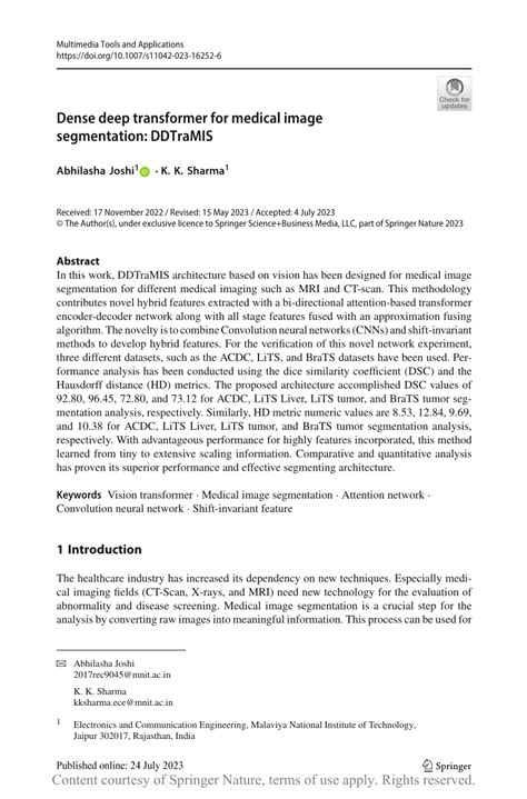 Dense Deep Transformer For Medical Image Segmentation Ddtramis