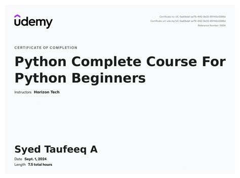 Syed Taufeeq A On Linkedin I Got For Python Complete Course For Python Beginners