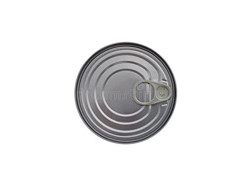 Top View Of Metal Round Tin Can Lid With Ring Isolated On White Background Close Up Of An