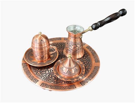 2 Person Copper Turkish Coffee Set Handmade Ottoman Design Etsy