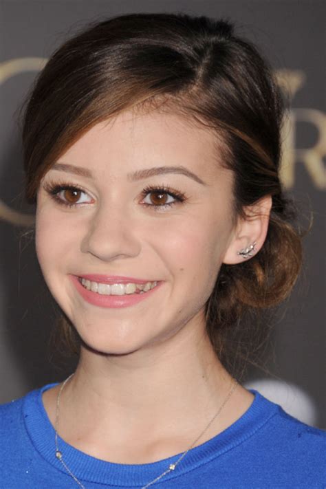 G Hannelius Straight Medium Brown Sideswept Bangs Updo Hairstyle Steal Her Style