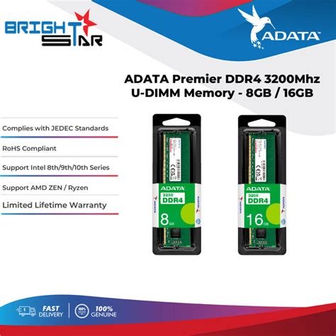ADATA Premier DDR Mhz Desktop U DIMM Memory GB GB Lazada