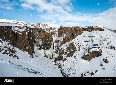 Litlanesfoss Waterfall With Basalt Columns Vallanes East Iceland Stock Photo Alamy