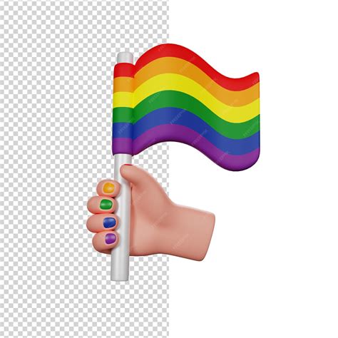 Premium Psd Hand Holds Rainbow Flag Pride Month Lgbtq Symbol 3d