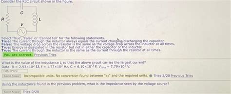Solved Consider The RLC Circuit Shown In The Figure Select Chegg Com