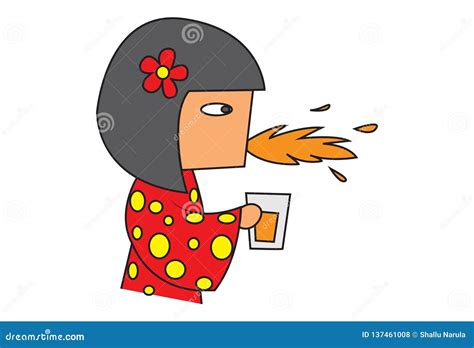 Spitting Girl Illustration 91484286
