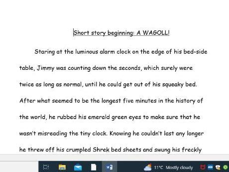 Short Story Beginning WAGOLL Teaching Resources