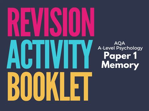 Memory Revision Activity Booklet Aqa Psychology Teaching Resources Memory Revision Activity Booklet Aqa Psychology Teaching Resources