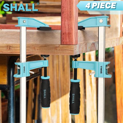 Shall 미디엄 듀티 스틸 바 클램프 세트 퀵 릴리스 F 클램프 Diy 목공 수공구 4 팩 150 300mm 6 12 인치 272kg 하중