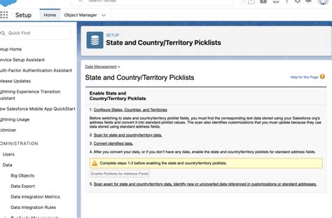 salesforce state and country picklists the marks group small business consulting crm