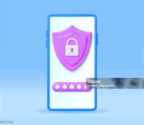 화면에 방패 잠금이있는 3d 휴대 전화 3차원 형태에 대한 스톡 벡터 아트 및 기타 이미지 3차원 형태 검증 경호 Istock