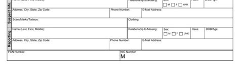 Missing Persons Report Form ≡ Fill Out Printable Pdf Forms Online