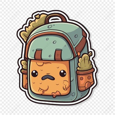 Cute Backpack Sticker With Plants On It Vector Clipart Font Headgear Cute Clipart Backpack