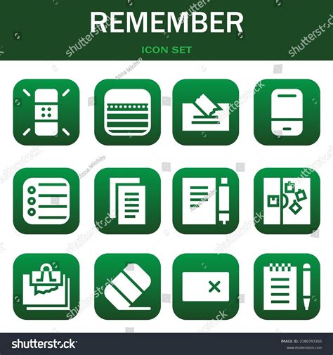 Remember Icon Set Vector Illustrations Related Stock Vector Royalty