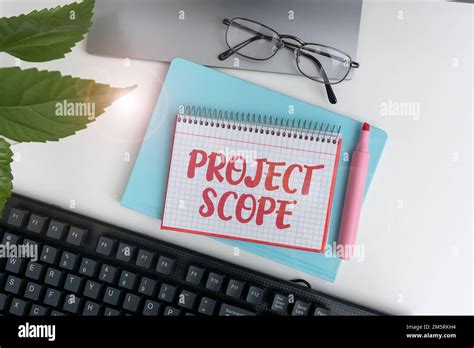 Hand Writing Sign Project Scope Business Showcase Evaluation Of Work Efforts A Product