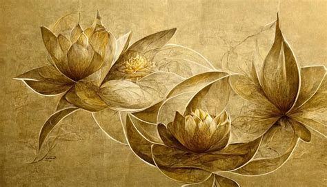 Premium Photo Luxurious Background Design With Golden Lotus Lotus