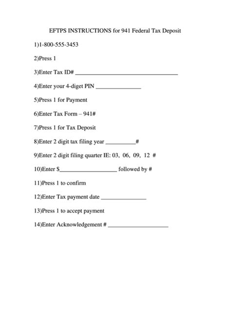 Eftps Payment Worksheet