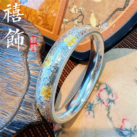 冬日闪耀 樱花碎冰冰足银9999手镯 💎 银饰手镯 淘宝好物网