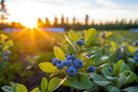 Blueberry Fields In The Sun Premium Ai Generated Image