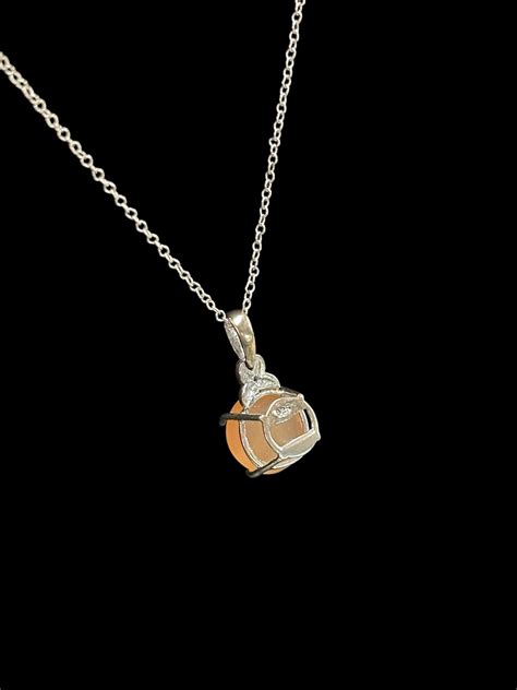 Ss Peach Moonstone And Diamond Pendant Garys Gem Garden