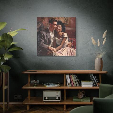 1950s Interracial Couple Art Print Romantic Vintage Artwork Etsy