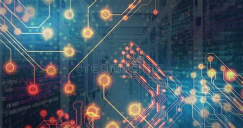 Animation Of Glowing Red Microprocessor Connections Against Computer