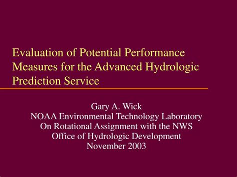Ppt Evaluation Of Potential Performance Measures For The Advanced Hydrologic Prediction