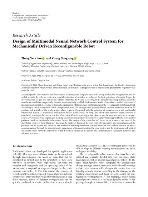 Pdf Design Of Multimodal Neural Network Control System For