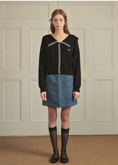 44 120 Drizzle Sailor Collar Cardigan Black 드리즐 세일러카라 가디건 블랙 봄데일리룩