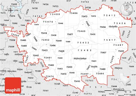 Silver Style Simple Map Of Zip Codes Starting With 754