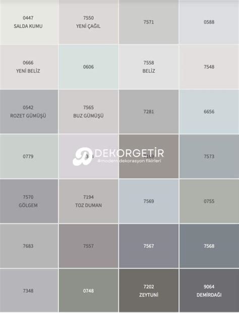 Dyo Boya İç Cephe Renk Kartelası 2023 Dekor Getir