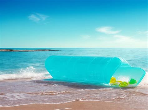 Premium Photo Plastic Reusable Material With Sea Side Background
