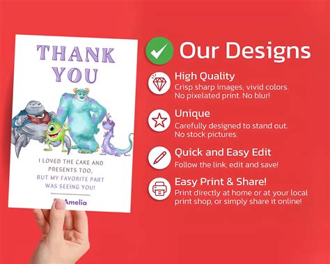 Monsters University Thank You Photo Template Monster Inc Thank You Card