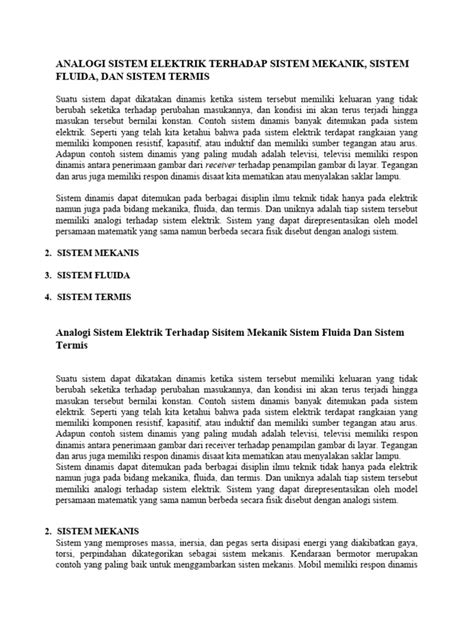 Analogi Sistem Elektrik Terhadap Sistem Mekanik Pdf
