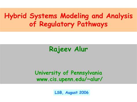 PPT Hybrid Systems Modeling And Analysis Of Regulatory Pathways PowerPoint Presentation ID