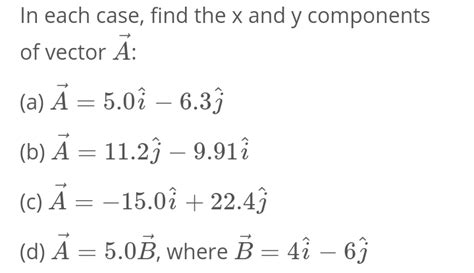 Solved In Each Case Find The X And Y Components Of Vector Chegg