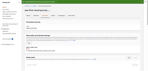 Configuring Public Access Block Start With Amazon S3