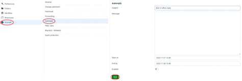 set up an absence message via the webmail netim support