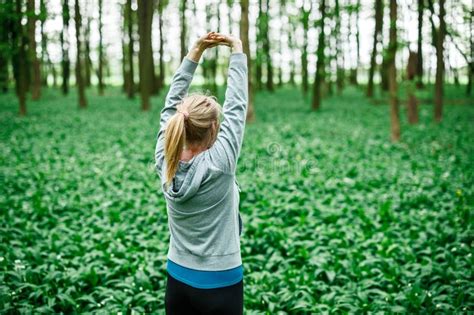 Stretching And Warming Up Exercise Outdoors Stock Image Image Of
