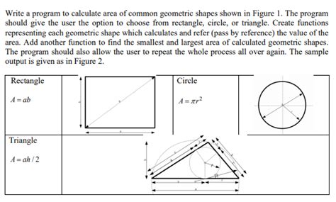 Solved Write A Program To Calculate Area Of Common Geometric Chegg Com