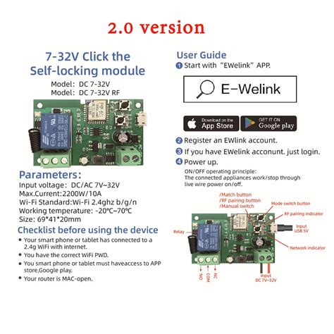 DIYMORE Ewelink Automatic Door WiFi Wireless Smart Switch Home Relay Module USB DC V AC DC