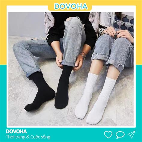 Tất vớ cổ cao nam nữ trơn basic hàn quốc cute dễ thương cotton dày đẹp