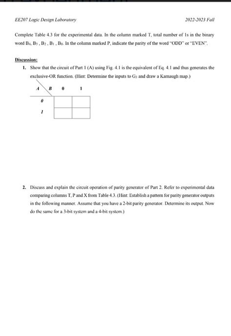 Solved Ee207 Logic Design Laboratory 2022 2023 Fall Complete