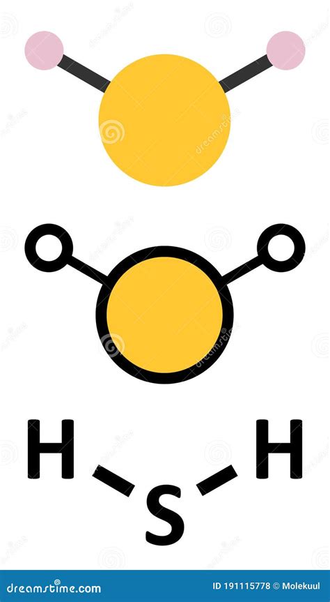 Hydrogen Sulfide H2s Molecule Toxic Gas With Characteristic Odor Of